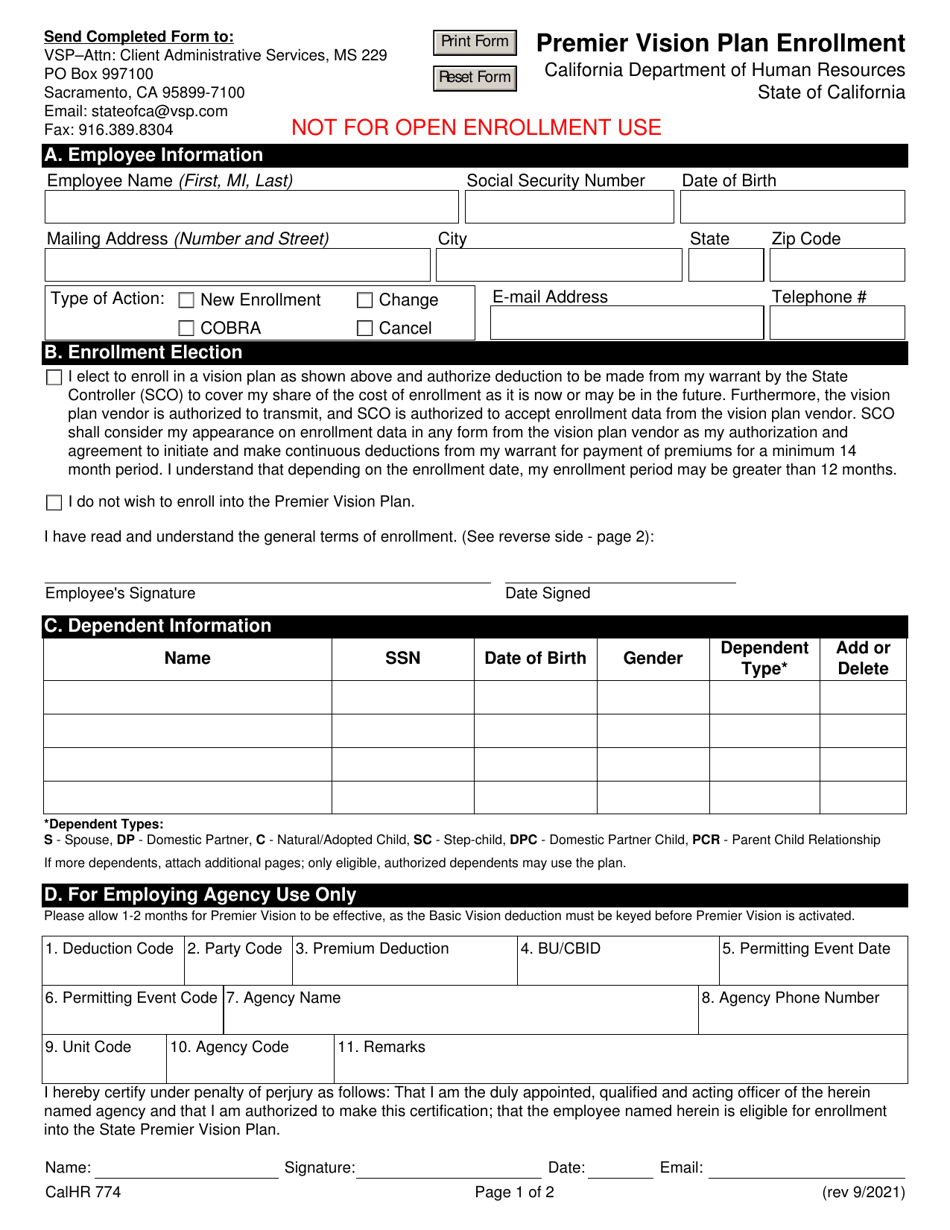Form CALHR774 - Fill Out, Sign Online and Download Fillable PDF ...
