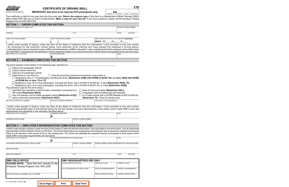 Form DL170 ETP - Fill Out, Sign Online and Download Fillable PDF ...