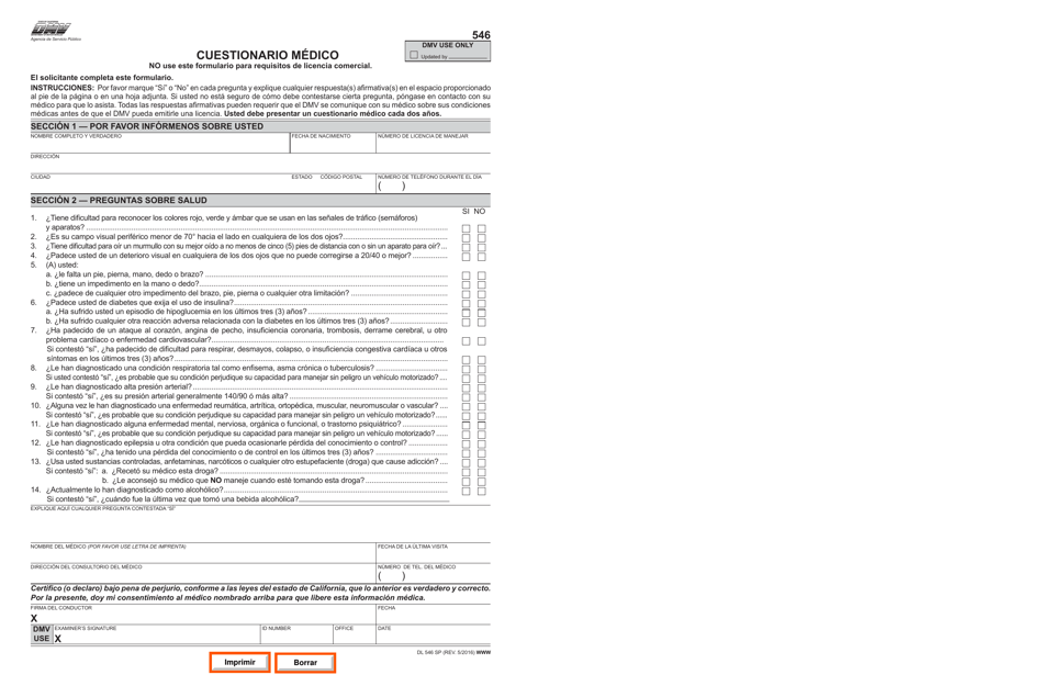 Formulario DL546 SP - Fill Out, Sign Online and Download Fillable PDF ...
