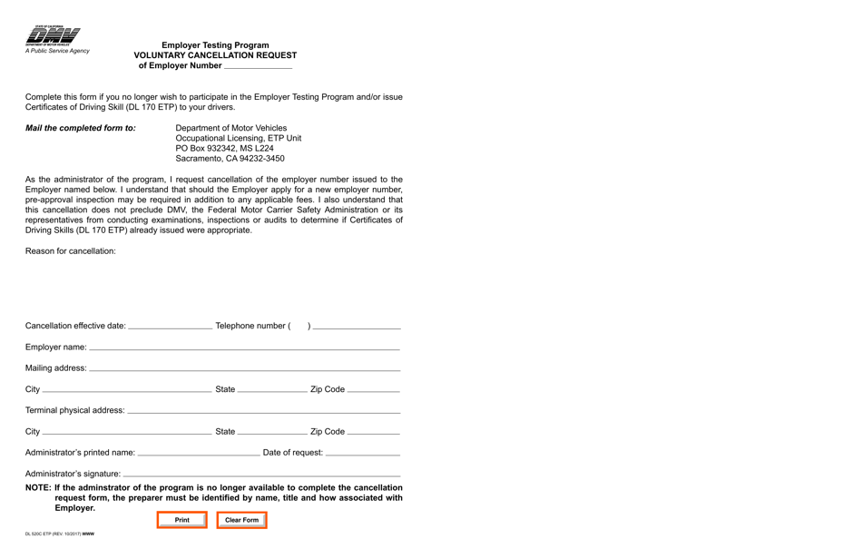 Form DL520C ETP - Fill Out, Sign Online and Download Fillable PDF ...