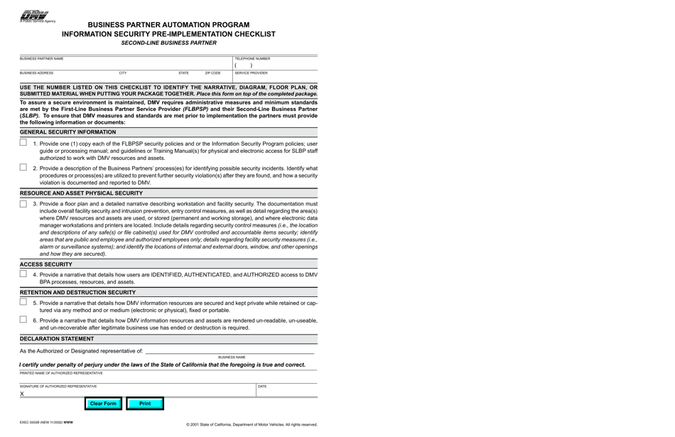 Form EXEC5555B - Fill Out, Sign Online and Download Fillable PDF ...