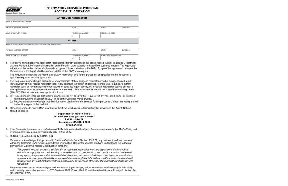 Form INF03 - Fill Out, Sign Online and Download Fillable PDF ...
