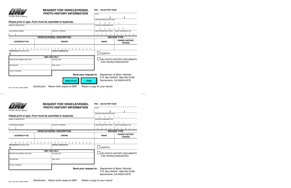 Form INF1124 - Fill Out, Sign Online and Download Fillable PDF ...