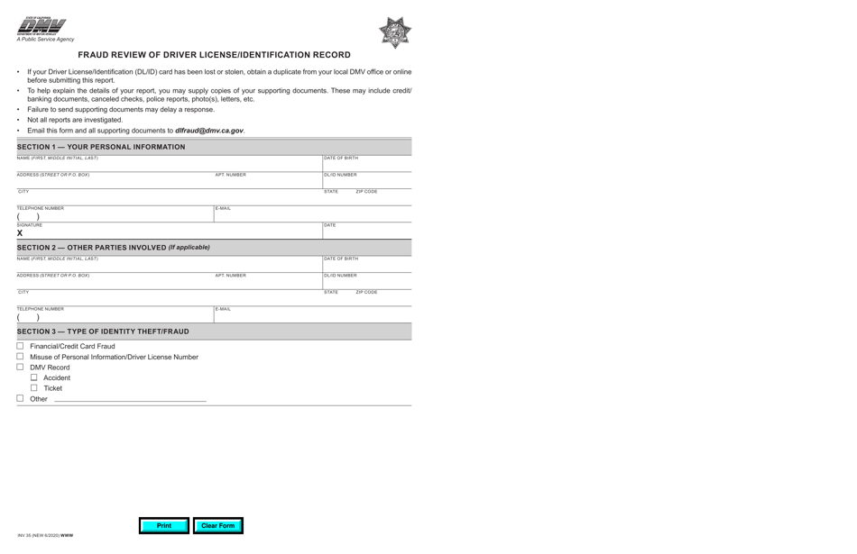 Form INV35 - Fill Out, Sign Online and Download Fillable PDF ...