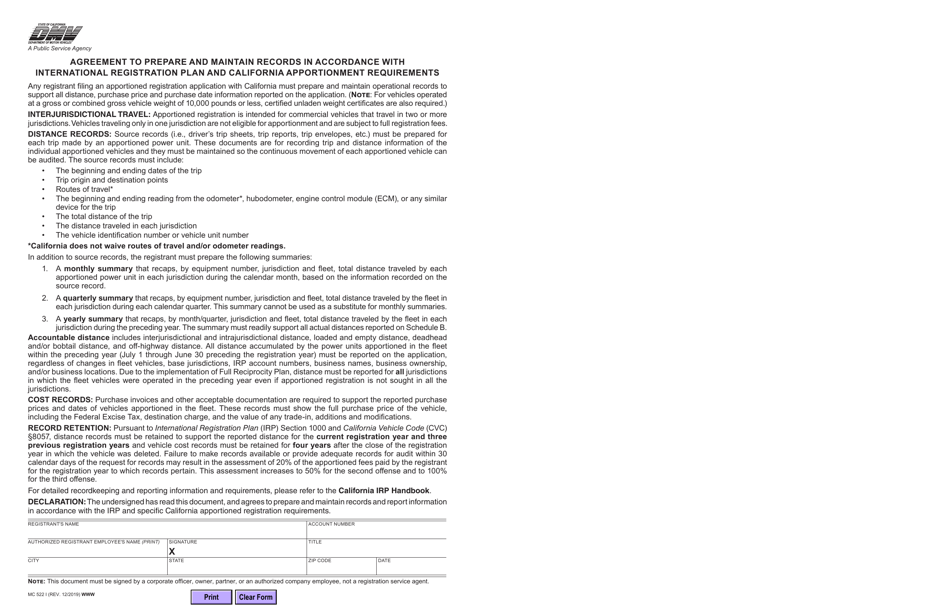 Form MC522 I - Fill Out, Sign Online and Download Fillable PDF ...