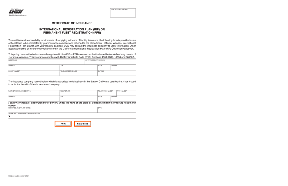 Form MC5009 I - Fill Out, Sign Online and Download Fillable PDF ...
