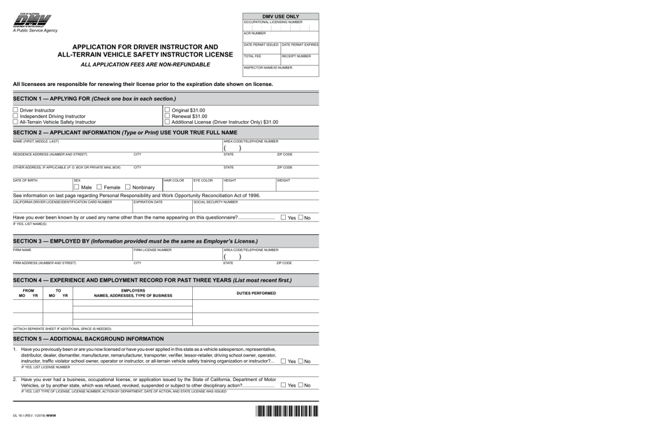 Form OL16I - Fill Out, Sign Online and Download Fillable PDF ...