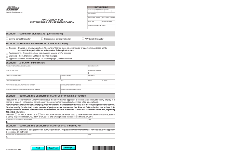 Form OL205 - Fill Out, Sign Online and Download Fillable PDF ...