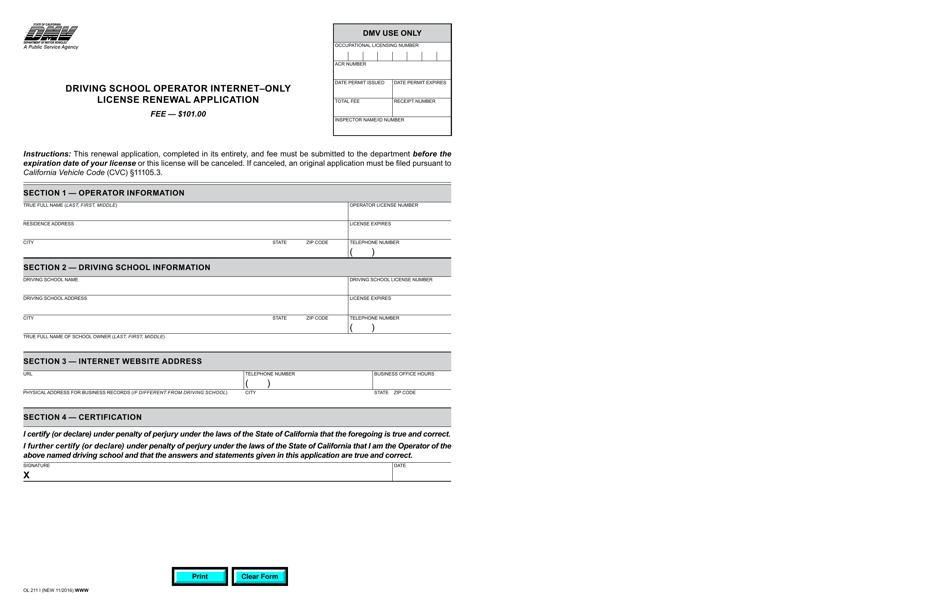 Form OL211 - Fill Out, Sign Online and Download Fillable PDF ...