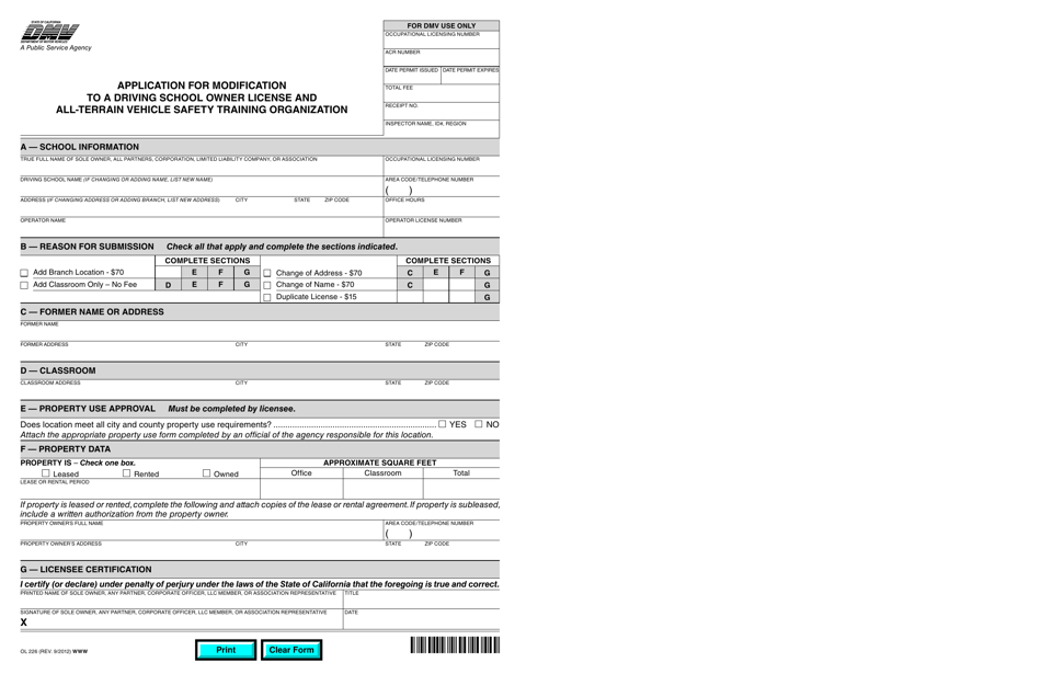 Form OL226 - Fill Out, Sign Online and Download Fillable PDF ...