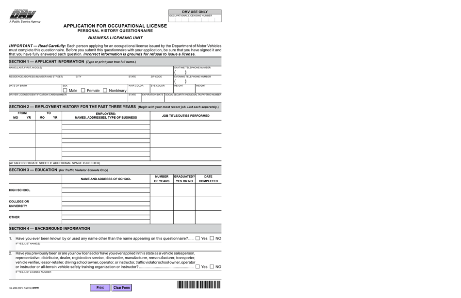 Form OL29B - Fill Out, Sign Online and Download Fillable PDF ...