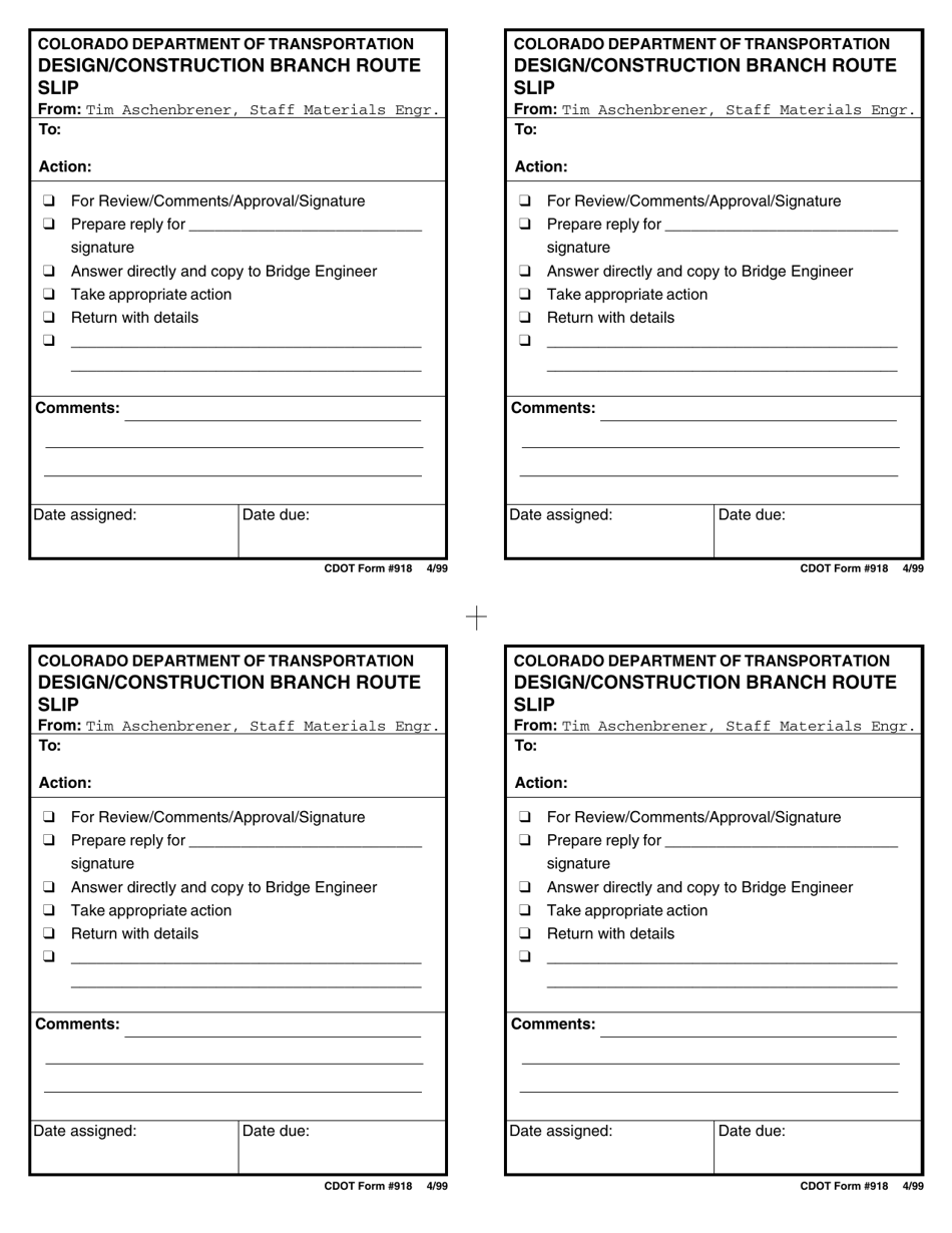 CDOT Form 918 - Fill Out, Sign Online and Download Printable PDF ...