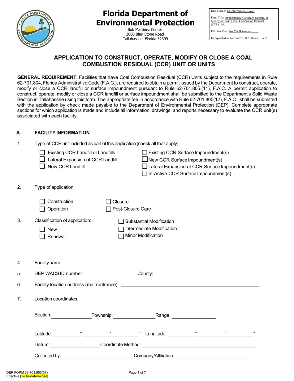 DEP Form 62-701.900(37) - Fill Out, Sign Online and Download Fillable ...