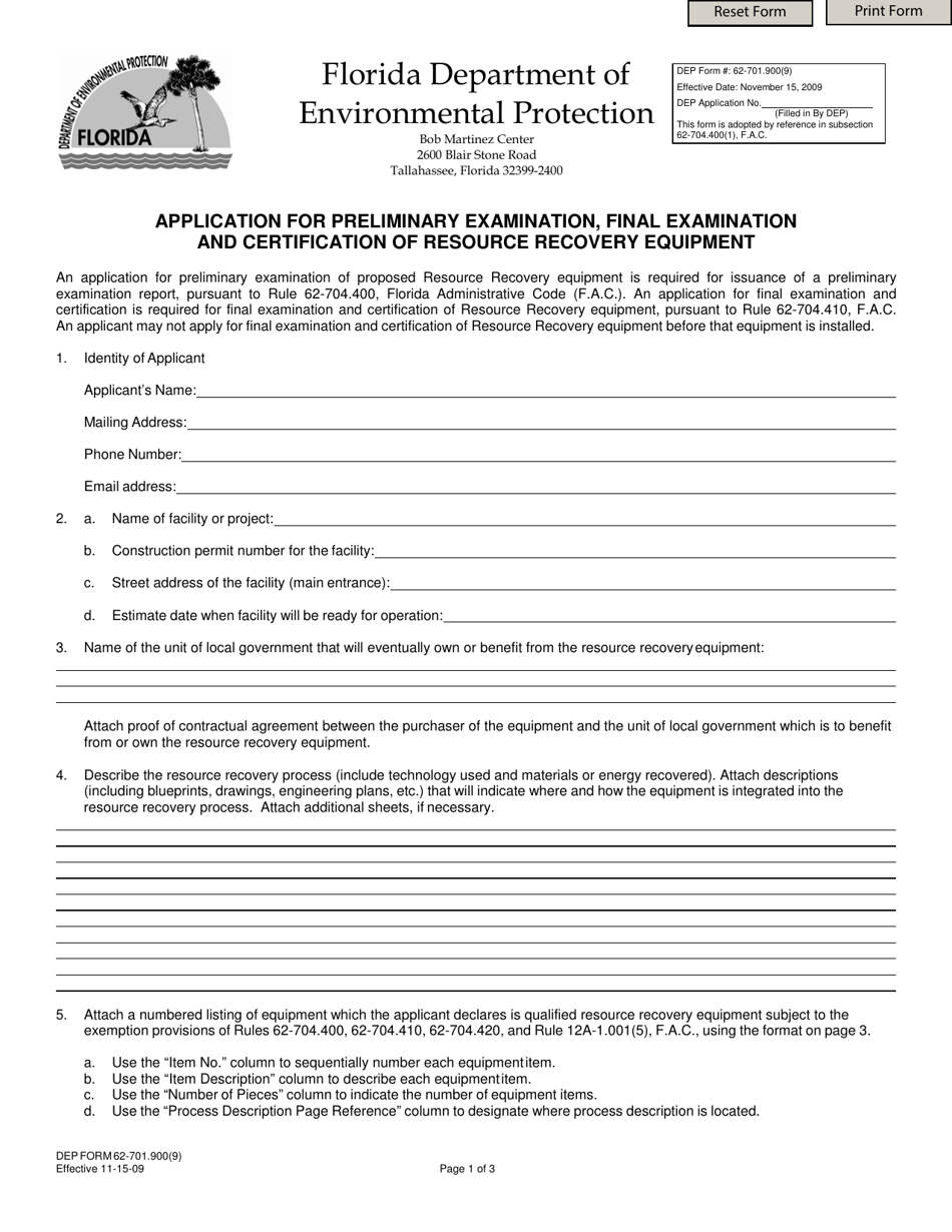 DEP Form 62-701.900(9) - Fill Out, Sign Online and Download Fillable ...
