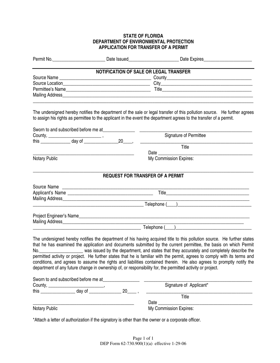 DEP Form 62-730.900(1)(A) - Fill Out, Sign Online and Download Fillable ...