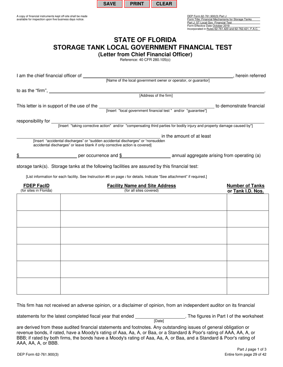 DEP Form 62-761.900(3) Part J - Fill Out, Sign Online and Download ...