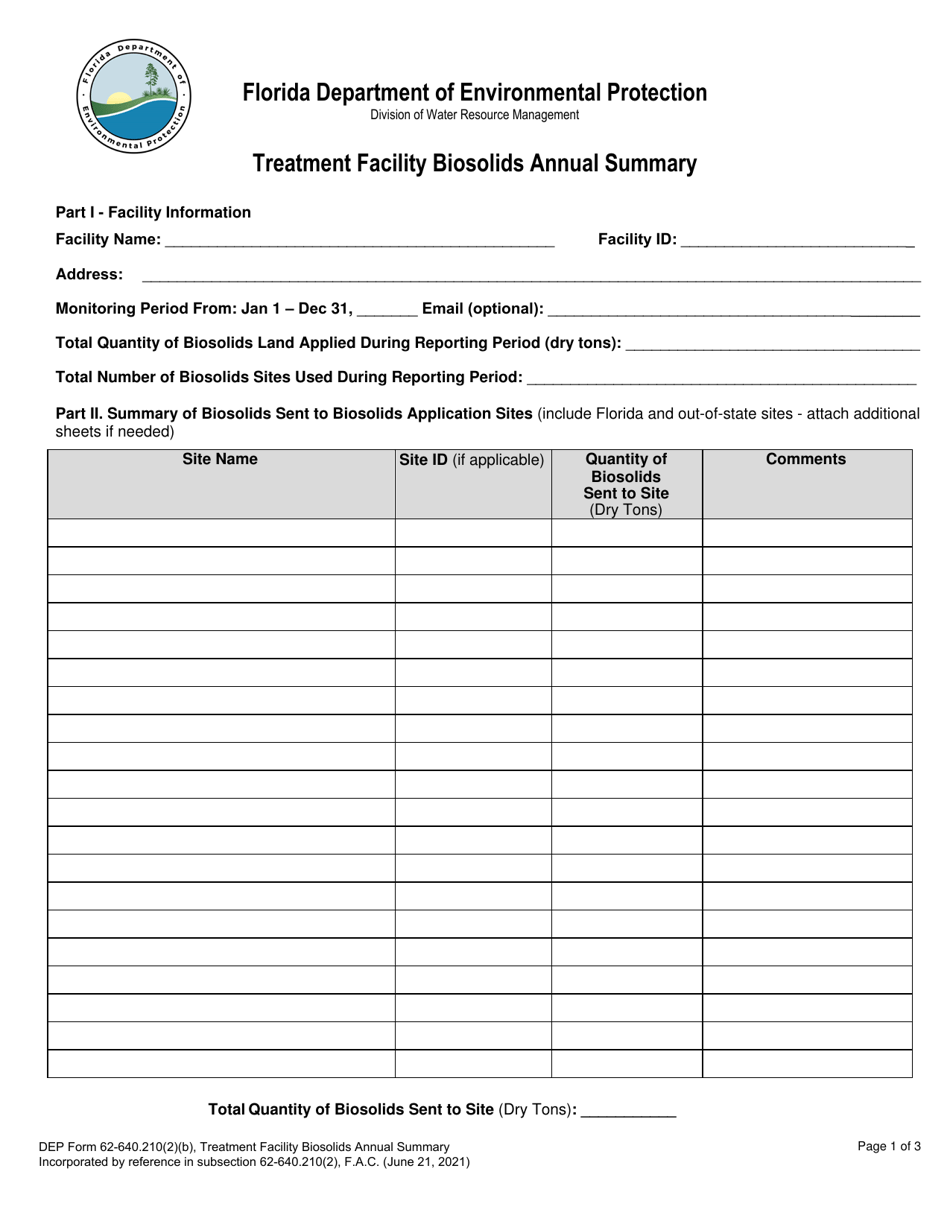DEP Form 62-640.210(2)(B) - Fill Out, Sign Online and Download Fillable ...