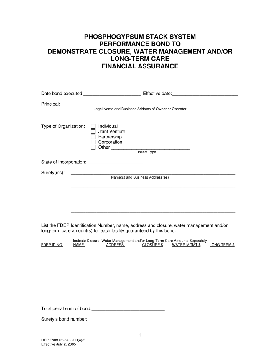 DEP Form 62-673.900(4)(F) - Fill Out, Sign Online and Download Fillable ...