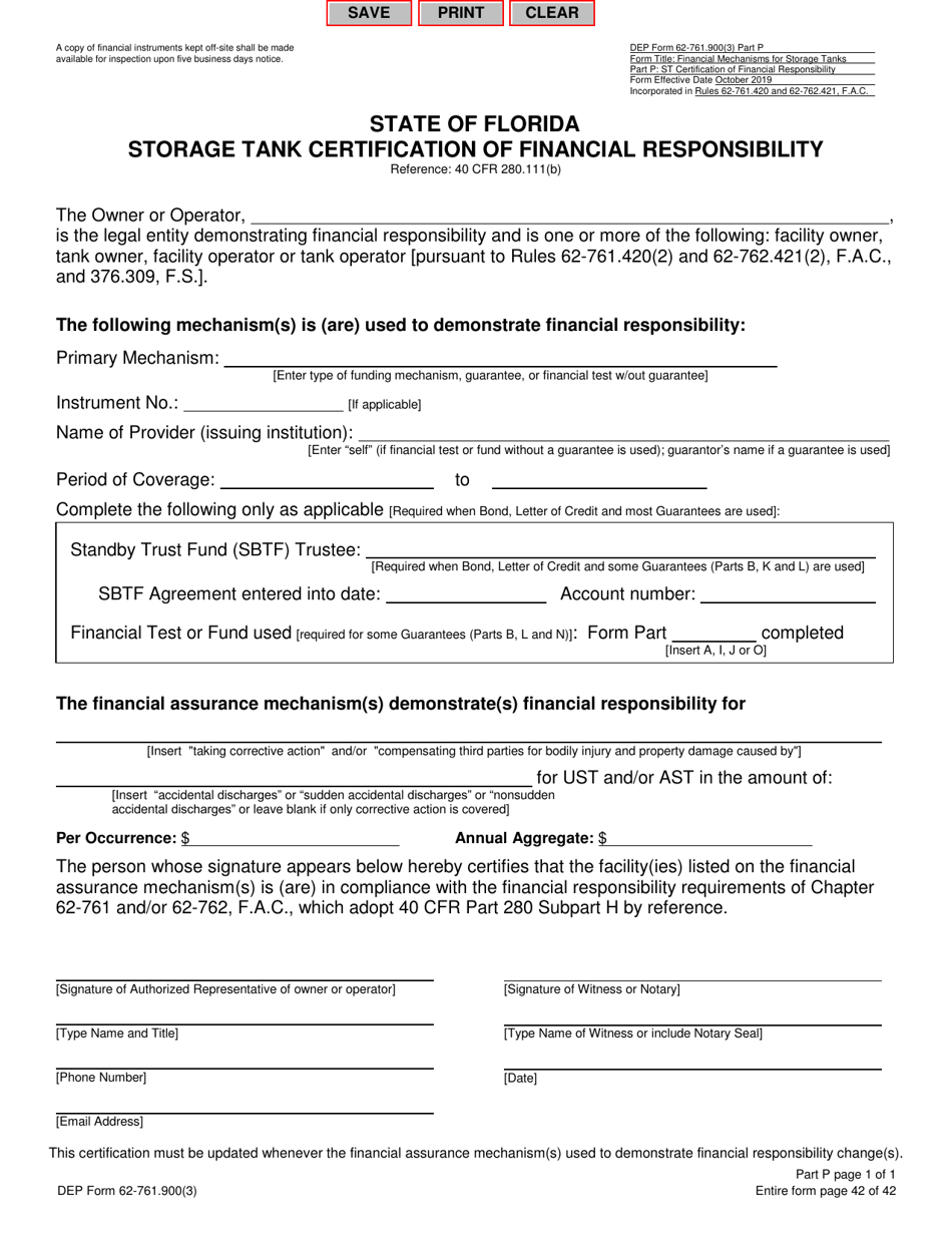 DEP Form 62-761.900(3) Part P - Fill Out, Sign Online and Download ...