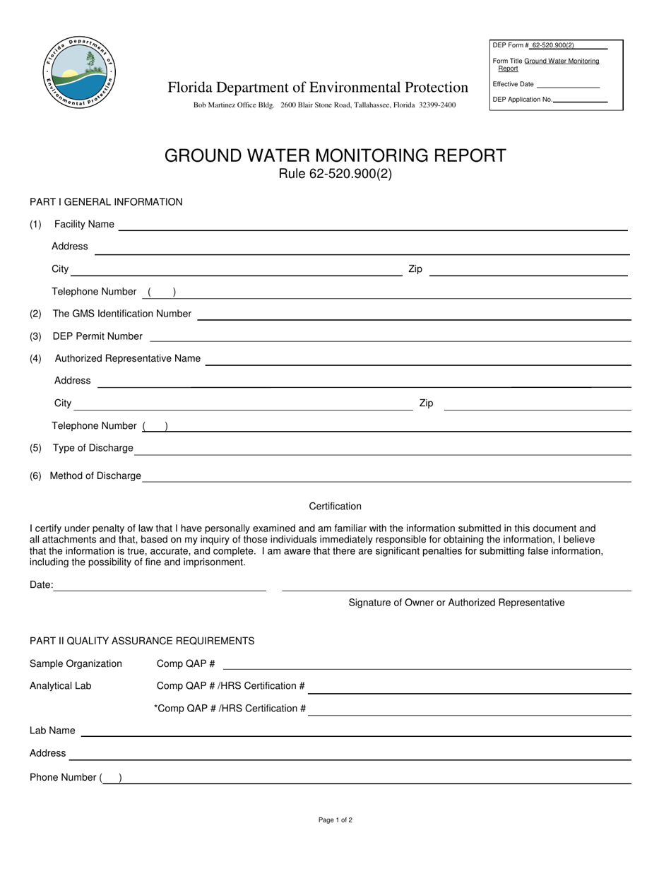 DEP Form 62-520.900(2) - Fill Out, Sign Online and Download Fillable ...