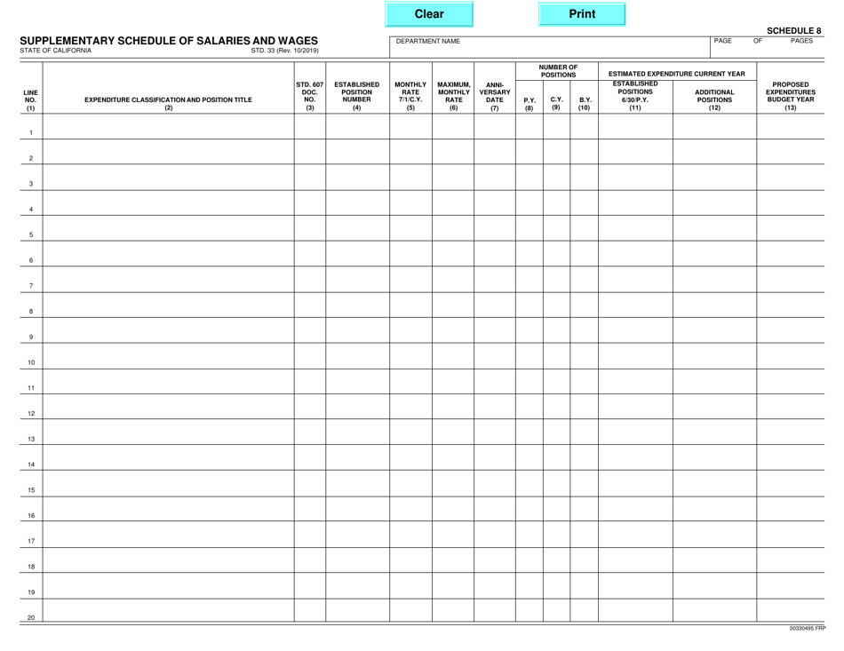 Form STD.33 - Fill Out, Sign Online and Download Fillable PDF ...
