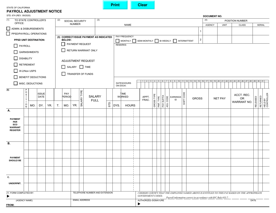 Form STD.674 - Fill Out, Sign Online and Download Fillable PDF ...