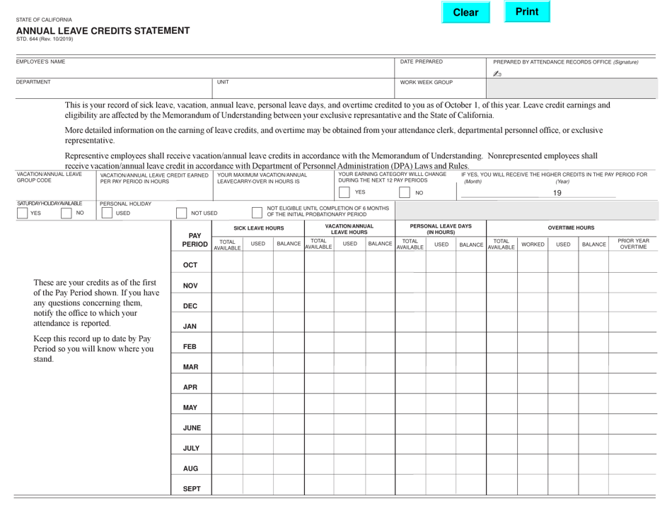 Form STD.644 - Fill Out, Sign Online and Download Fillable PDF ...