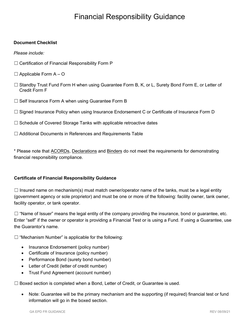 Georgia (United States) Financial Responsibility Guidance - Fill Out ...