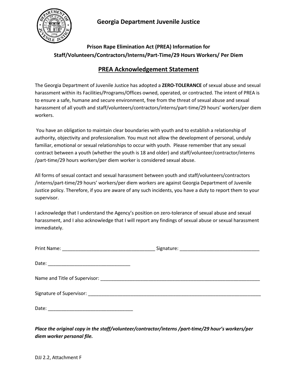 Georgia (United States) Prea Acknowledgement Statement - Fill Out, Sign ... Georgia (United States) Prea Acknowledgement Statement - Fill Out, Sign ...