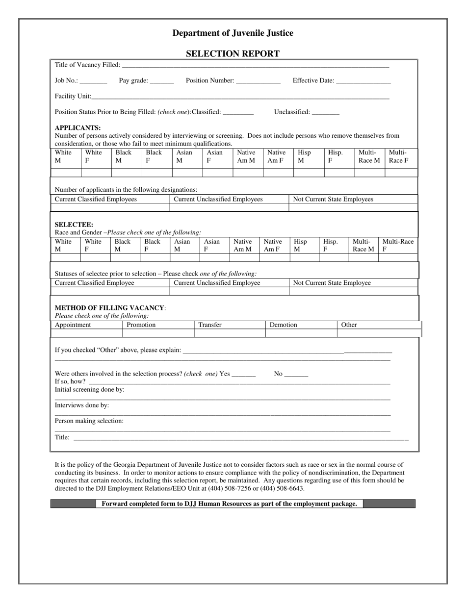 Georgia (United States) Selection Report - Fill Out, Sign Online and ...