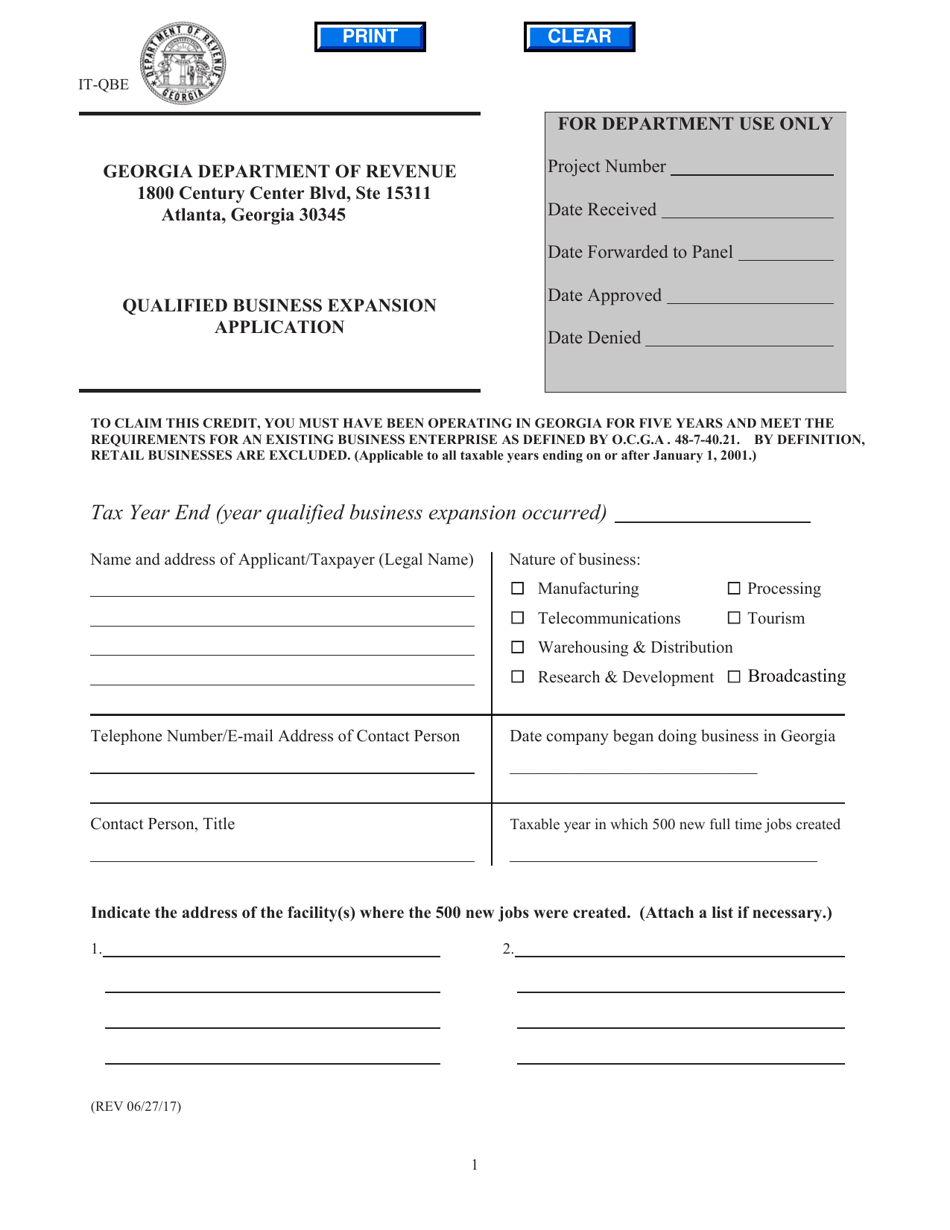 Form IT-QBE - Fill Out, Sign Online and Download Fillable PDF, Georgia ...