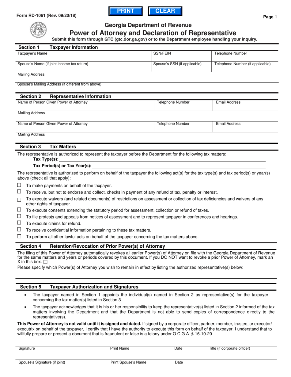 Form RD-1061 - Fill Out, Sign Online and Download Fillable PDF, Georgia ...