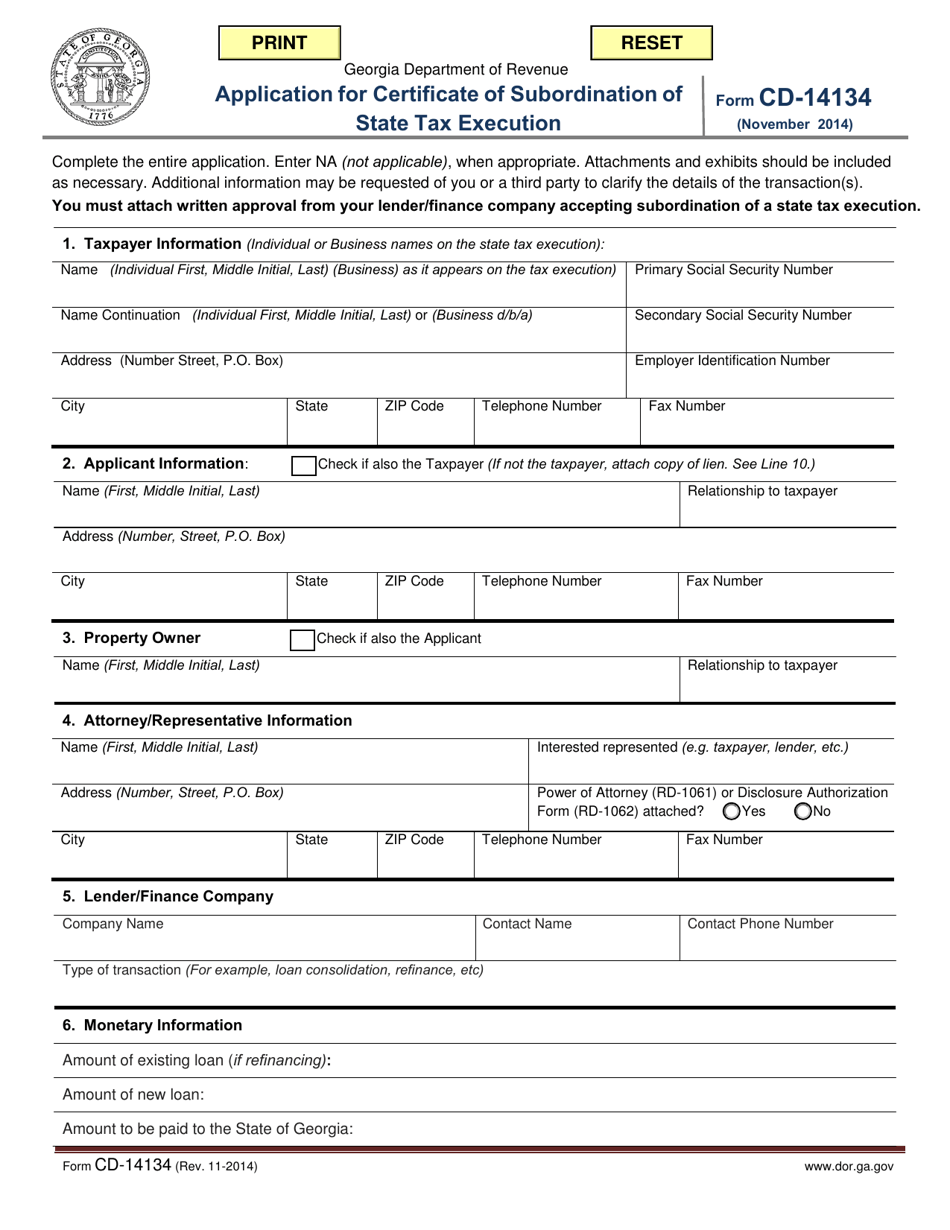 Form CD-14134 - Fill Out, Sign Online and Download Fillable PDF ...