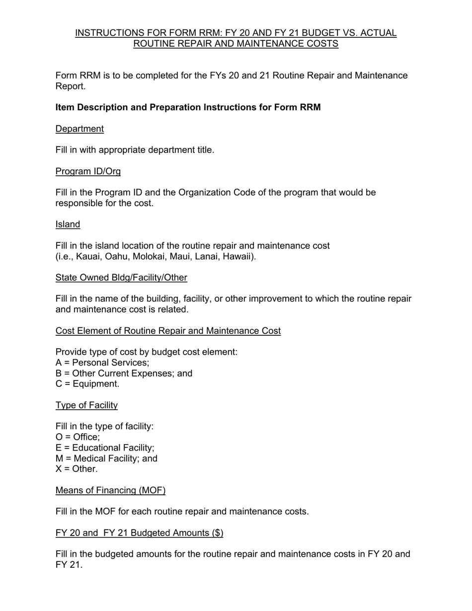 Download Instructions for Form RRM Routine Repair and Maintenance ...