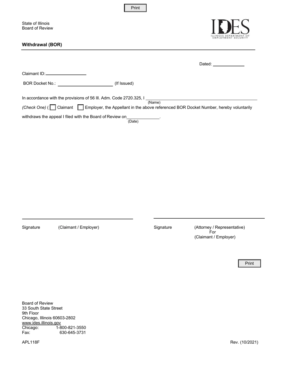 Form APL118F - Fill Out, Sign Online and Download Printable PDF ...