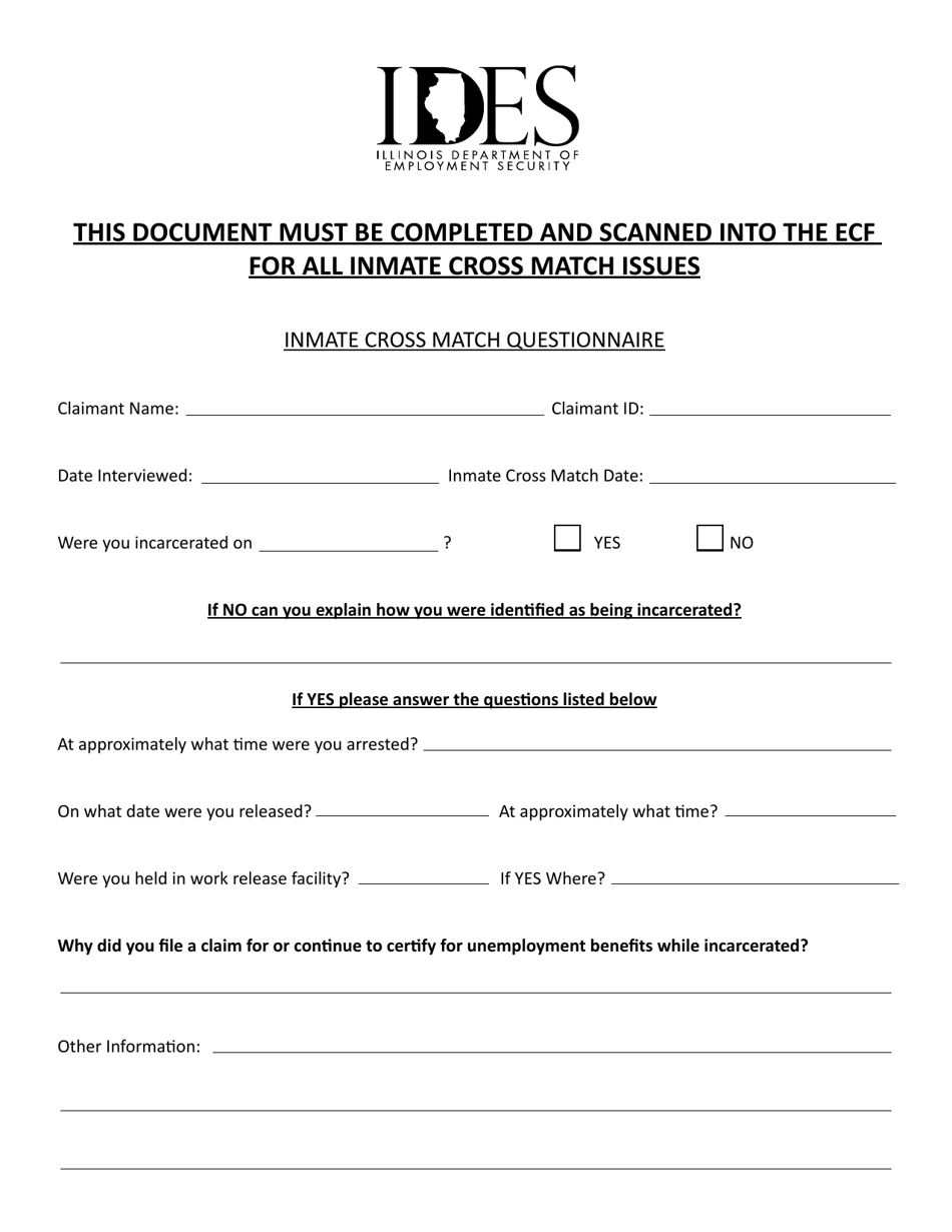 Illinois Inmate Cross Match Questionnaire - Fill Out, Sign Online and ...