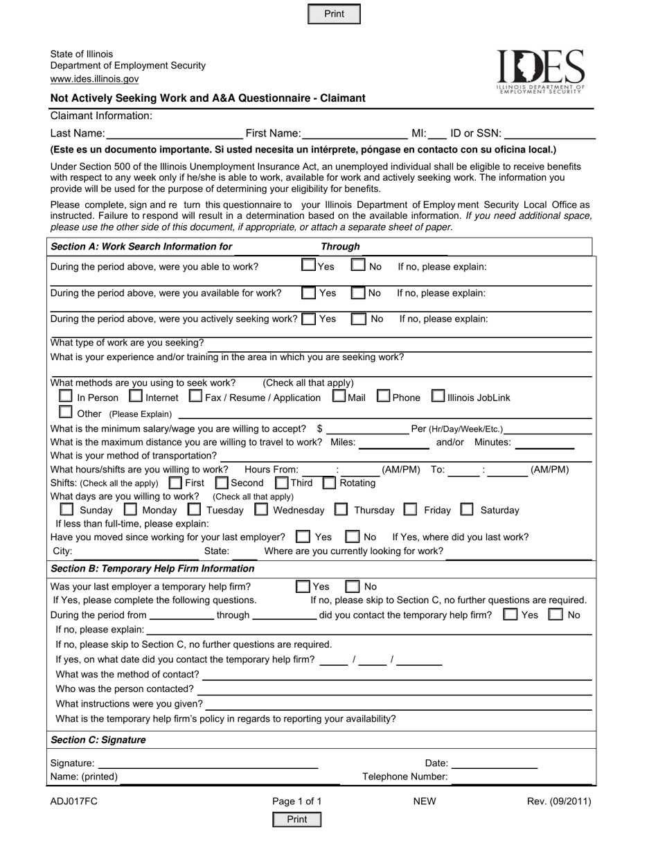Form ADJ017FC - Fill Out, Sign Online and Download Fillable PDF ...