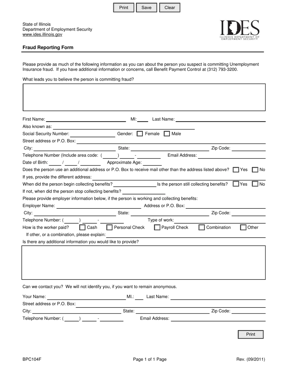 Form BPC104F - Fill Out, Sign Online and Download Fillable PDF ...