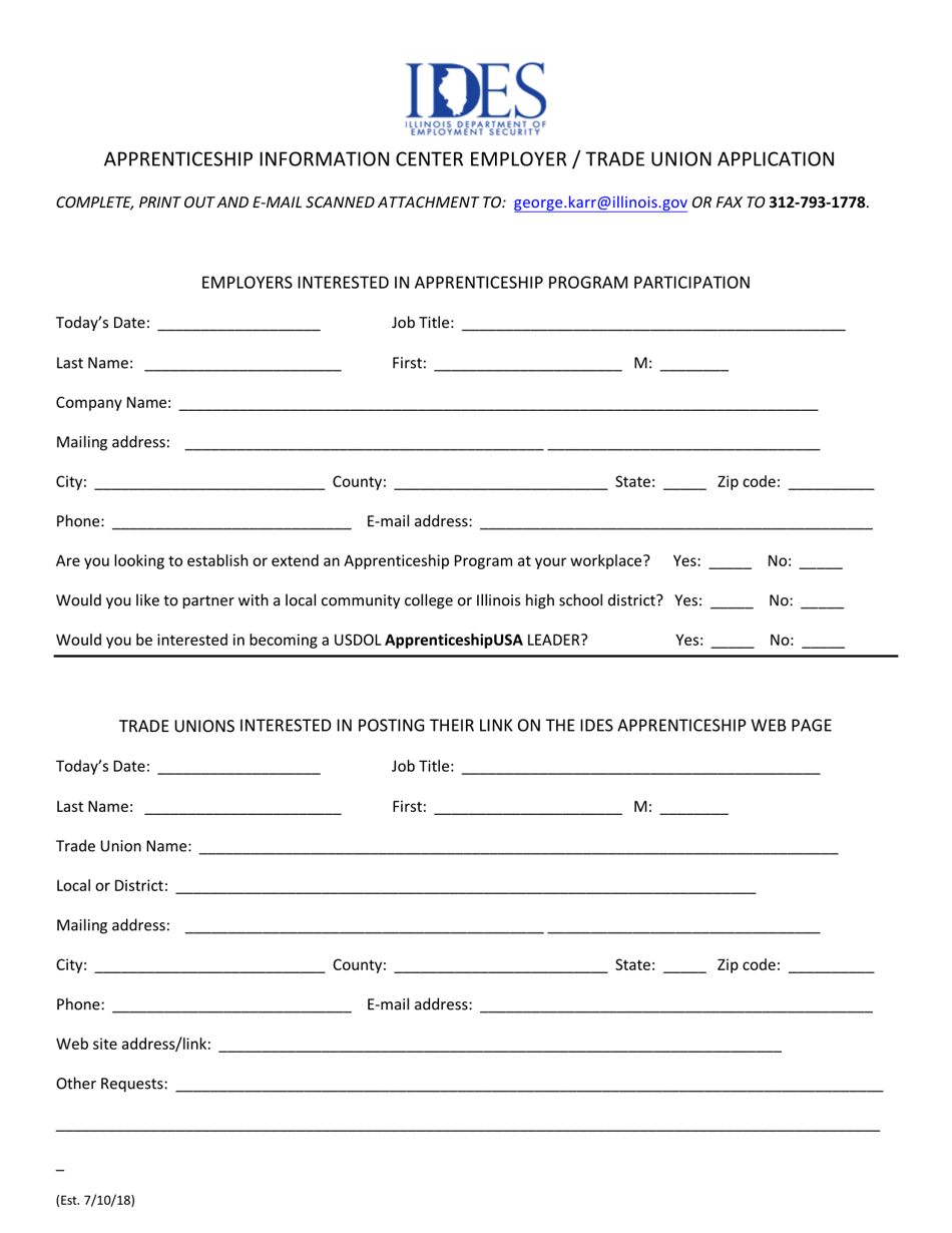 Illinois Apprenticeship Information Center Employer/Trade Union ...