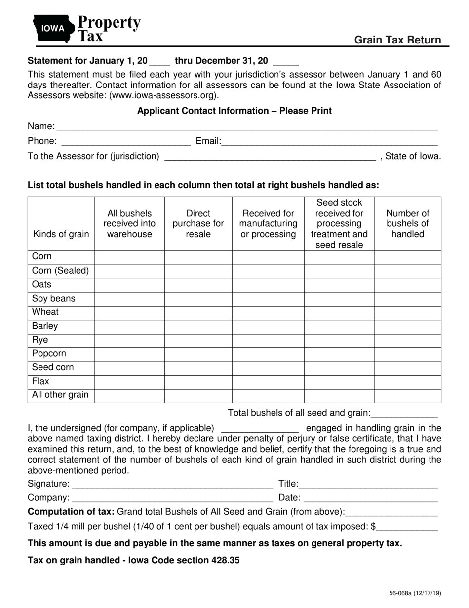 Form 56-068 - Fill Out, Sign Online and Download Printable PDF, Iowa ...