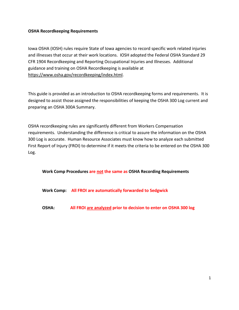 Download Instructions for OSHA Form 300, 300A PDF | Templateroller