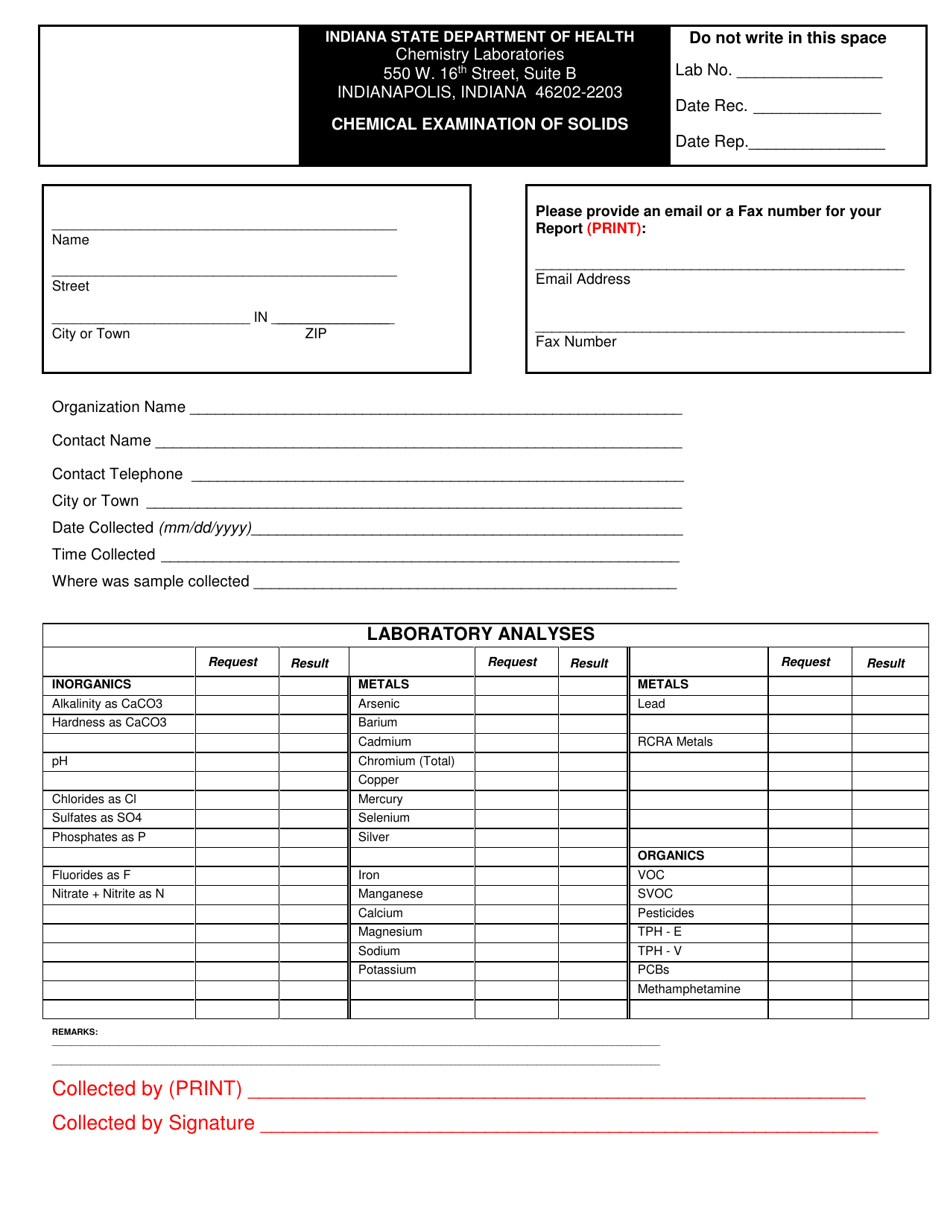Indiana Chemical Examination of Solids - Fill Out, Sign Online and ...