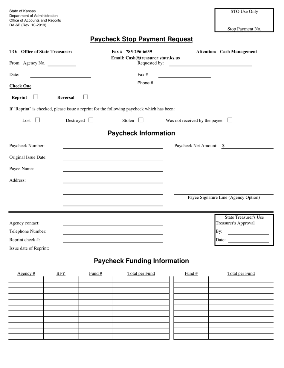 Form DA-6P - Fill Out, Sign Online and Download Printable PDF, Kansas ...
