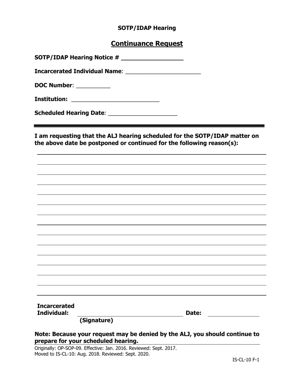 Iowa Sotp/Idap Hearing Continuance Request - Fill Out, Sign Online and ...