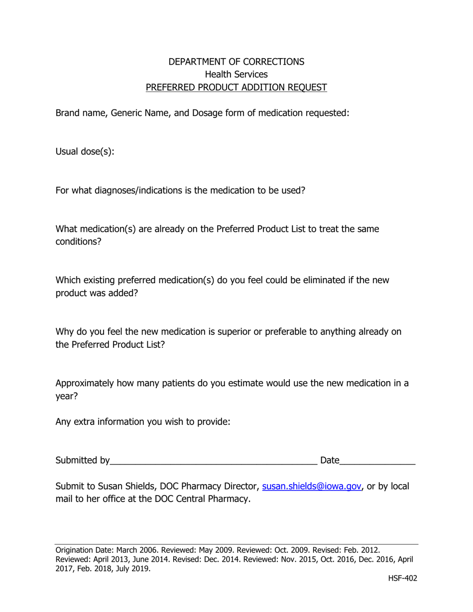 Iowa Preferred Product Addition Request - Fill Out, Sign Online and ...