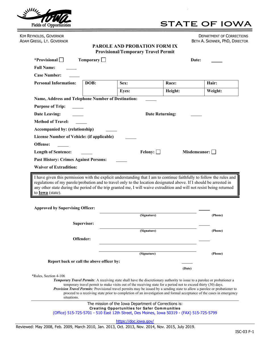 Form IX - Fill Out, Sign Online and Download Printable PDF, Iowa ...