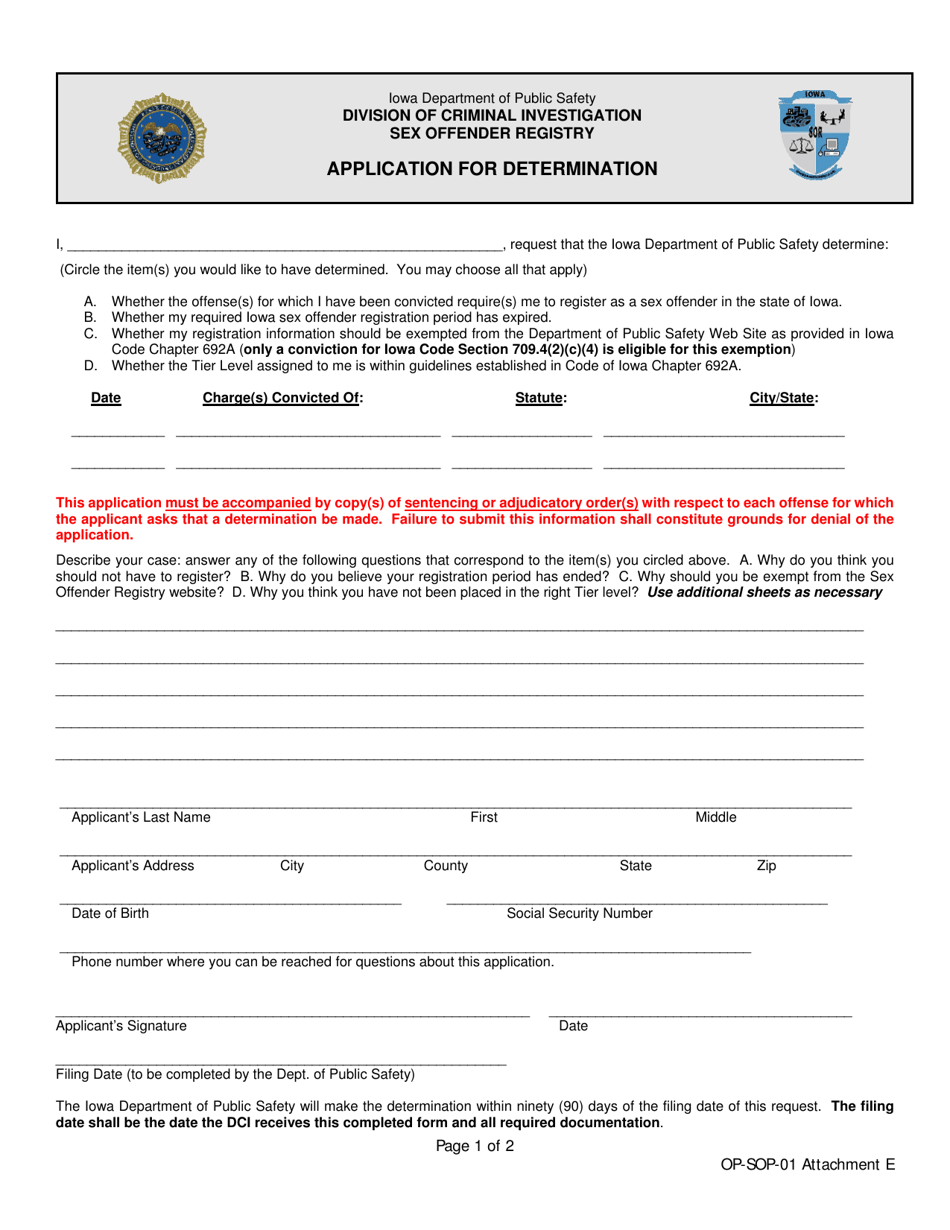 Iowa Application for Determination - Fill Out, Sign Online and Download ...