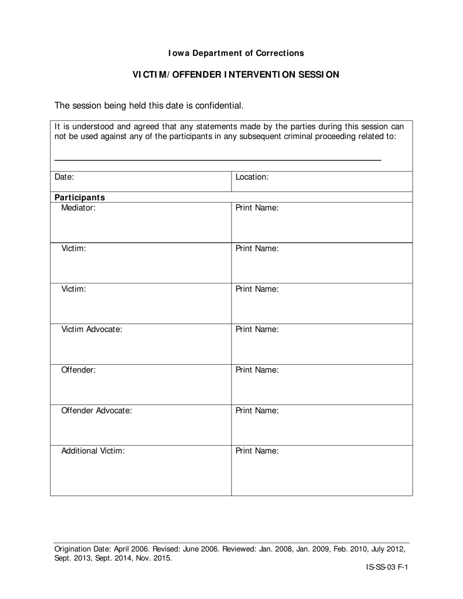 Iowa Victim/Offender Intervention Session - Fill Out, Sign Online and ...