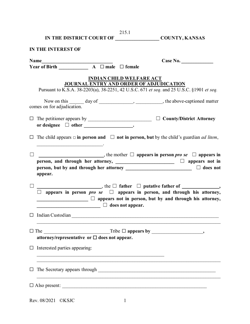 Form 215.1 Download Fillable PDF or Fill Online Indian Child Welfare ...