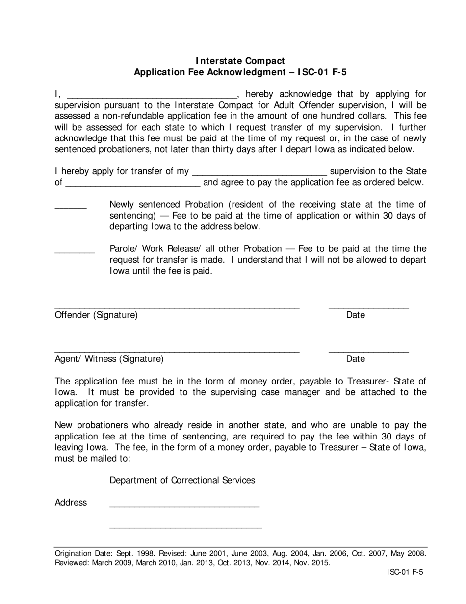 Iowa Interstate Compact Application Fee Acknowledgment - Fill Out, Sign ...